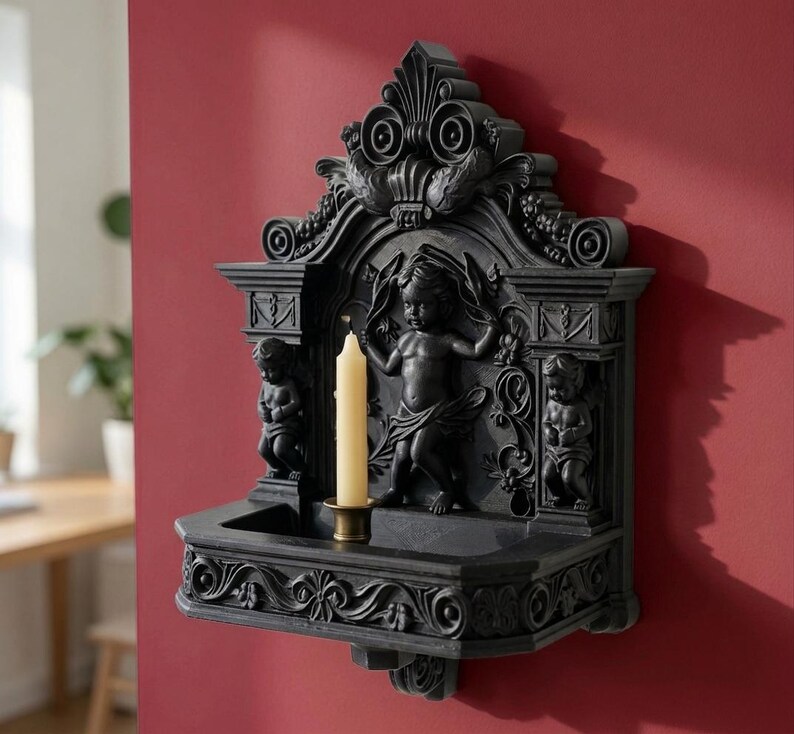 Angel Candle Holder STL, Gothic Shelf STL, Tealight Holder STL File ...
