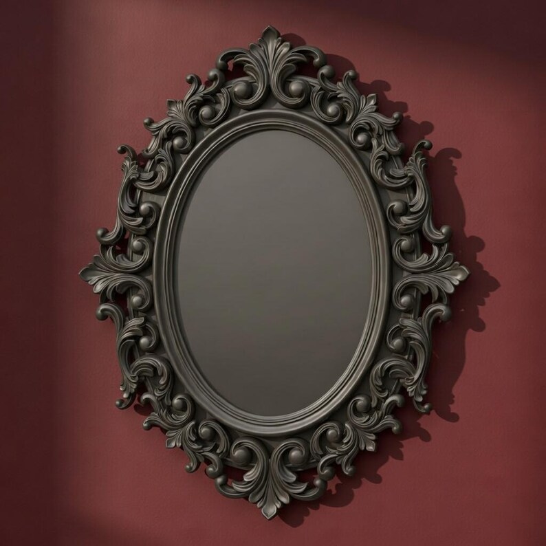 Gothic Oval Picture Frame STL File, Baroque Wall Decor 3D Print Files ...