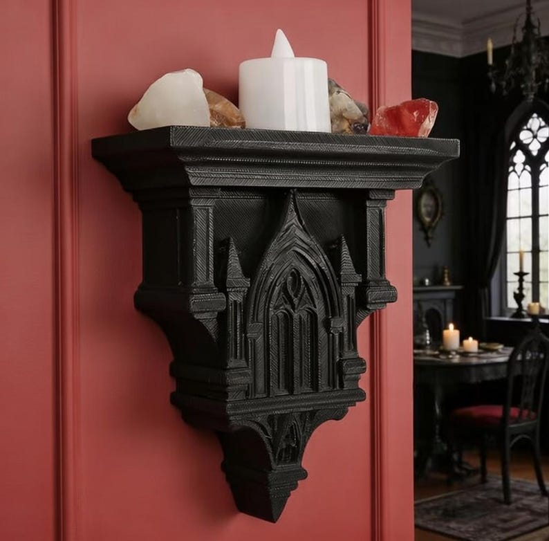 Gothic Wall Shelf STL File, Gothic Home Decors, 3D Print Model, Vintage ...