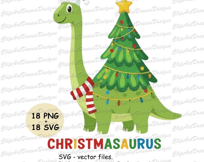 Dino Christmas Tree PNG, Cute Christmas Dino PNG, Santa Dinosaur PNG ...
