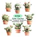 49 Cute Cactus Clipart Bundle, Watercolor Cacti PNG, Funny Grumpy ...
