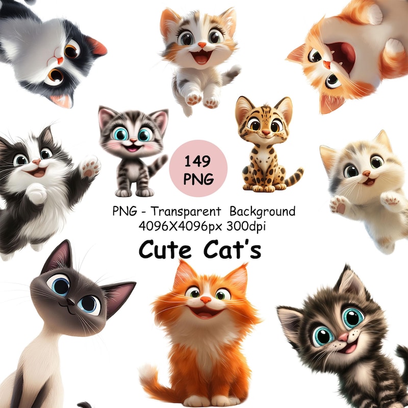 Cute Cat Clipart - Etsy