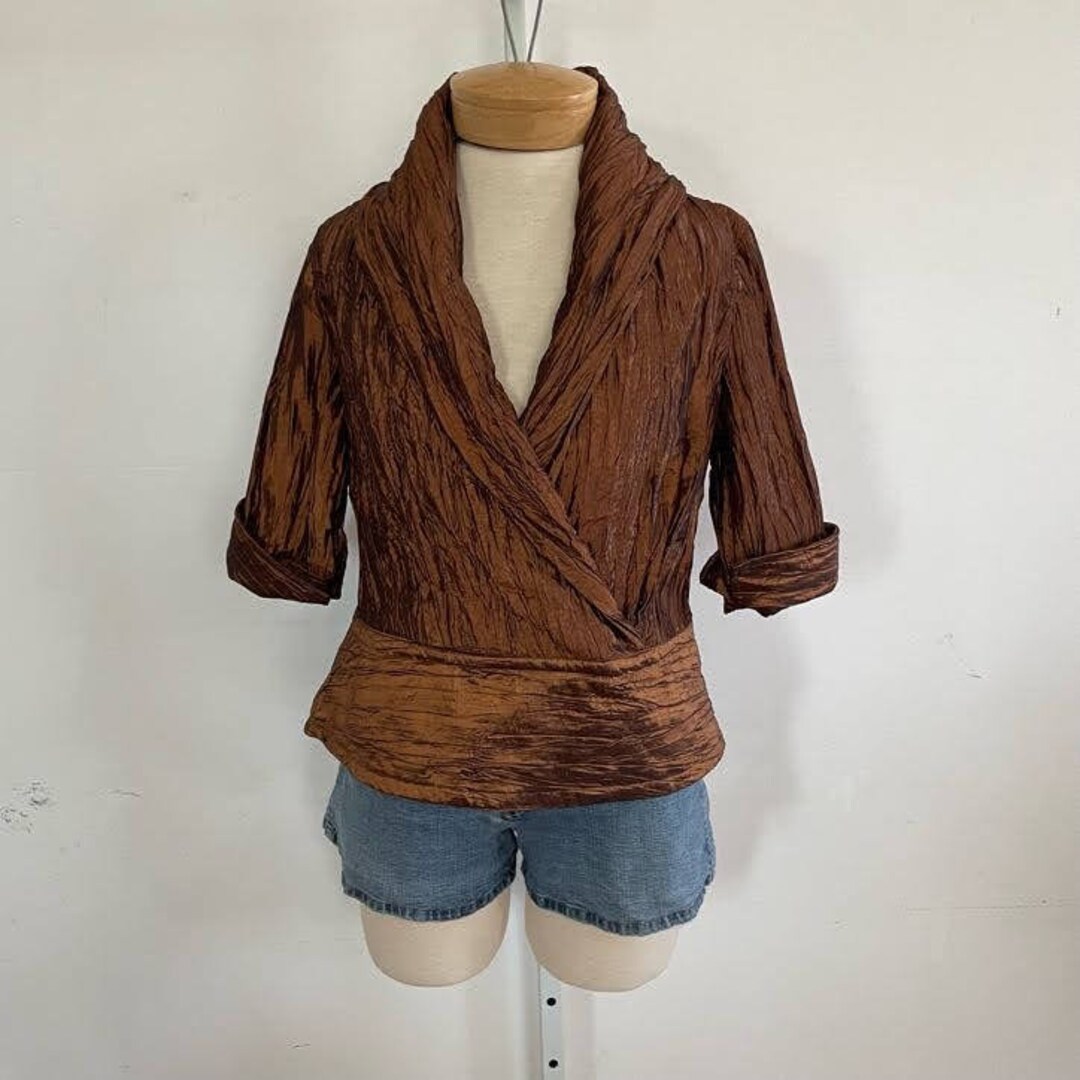 Vintage Copper Blouse With Dramatic Collar - Essentials by Milano ...