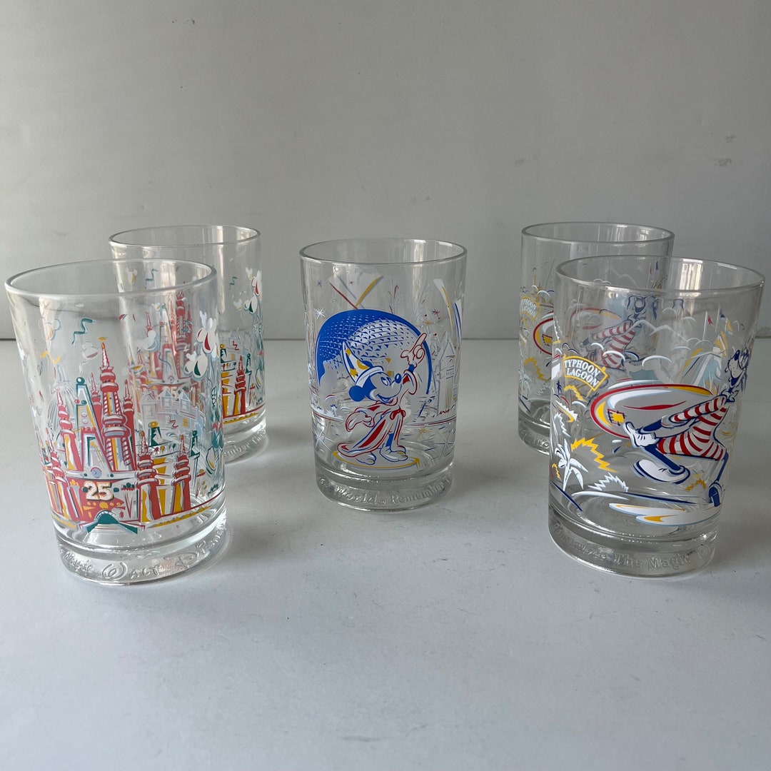 Vintage Disney Glass - Magic Kingdom, Typhoon Lagoon, Epcot - 25th ...