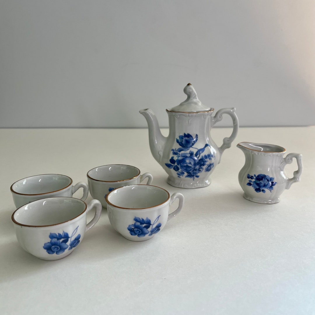 Vintage Blue and White Floral Tea Set With Gold Trim - Kahla - GDR Made - Etsy