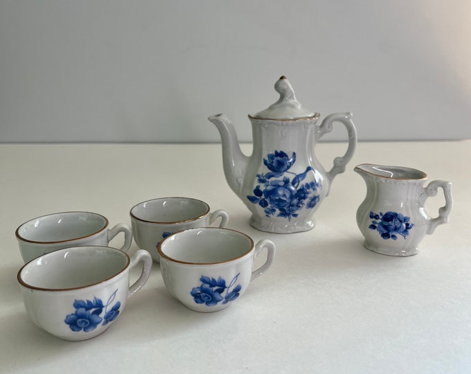 Vintage Blue and White Floral Tea Set With Gold Trim - Kahla - GDR Made - Etsy