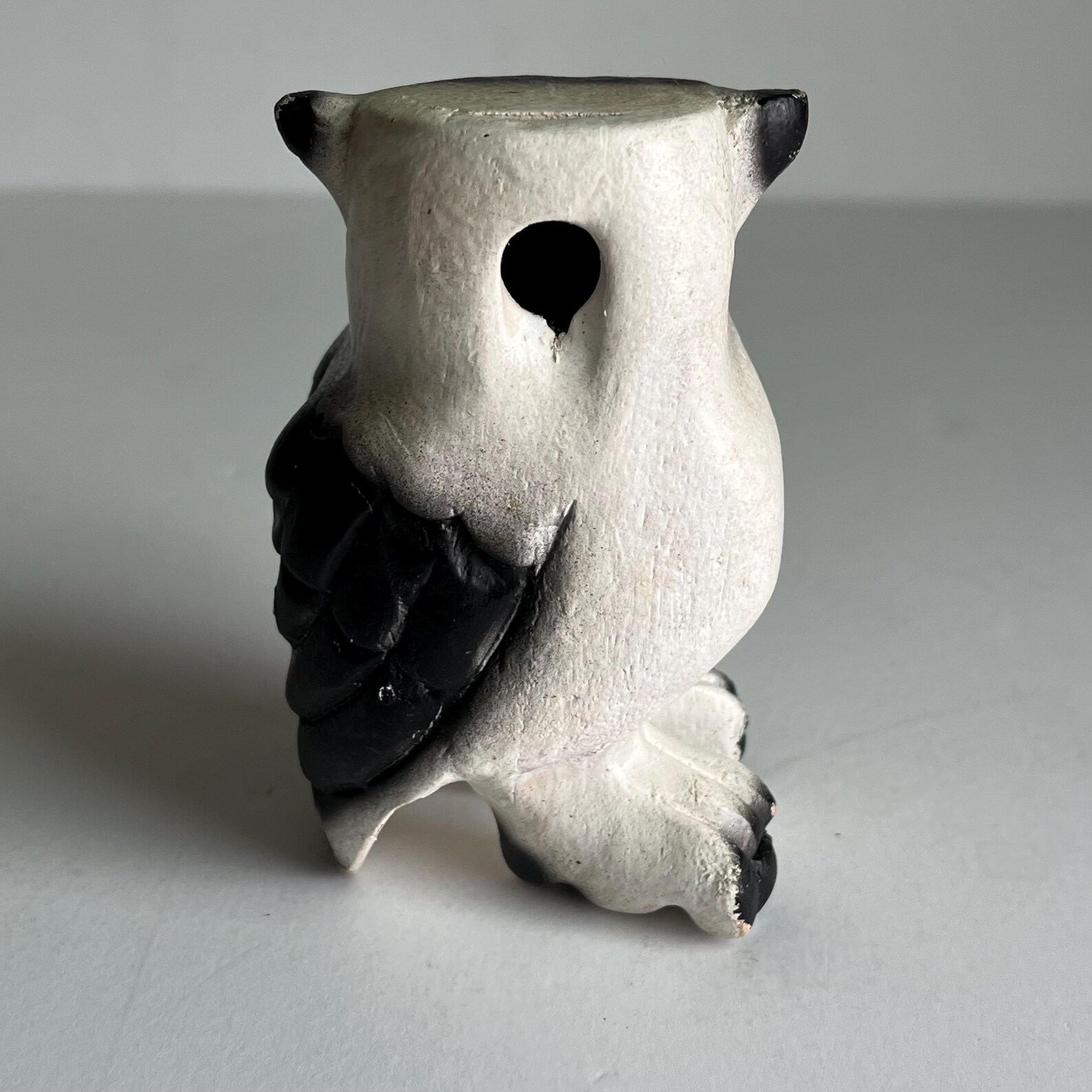 Vintage 1970s Painted Musical Whistle Owl, Black & White With Yellow ...