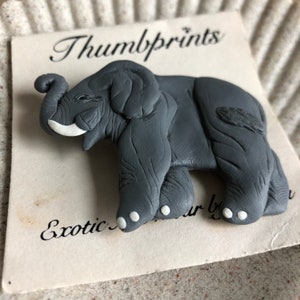 1980s Vintage Elephant Pin - Handmade Fimo Clay Brooch - Etsy