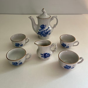 Vintage Blue and White Floral Tea Set With Gold Trim - Kahla - GDR Made - Etsy