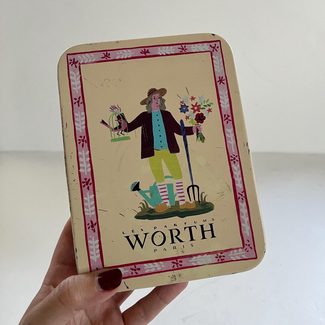 Vintage Worth Paris Tin Box, Mid-century French Perfume Container ...