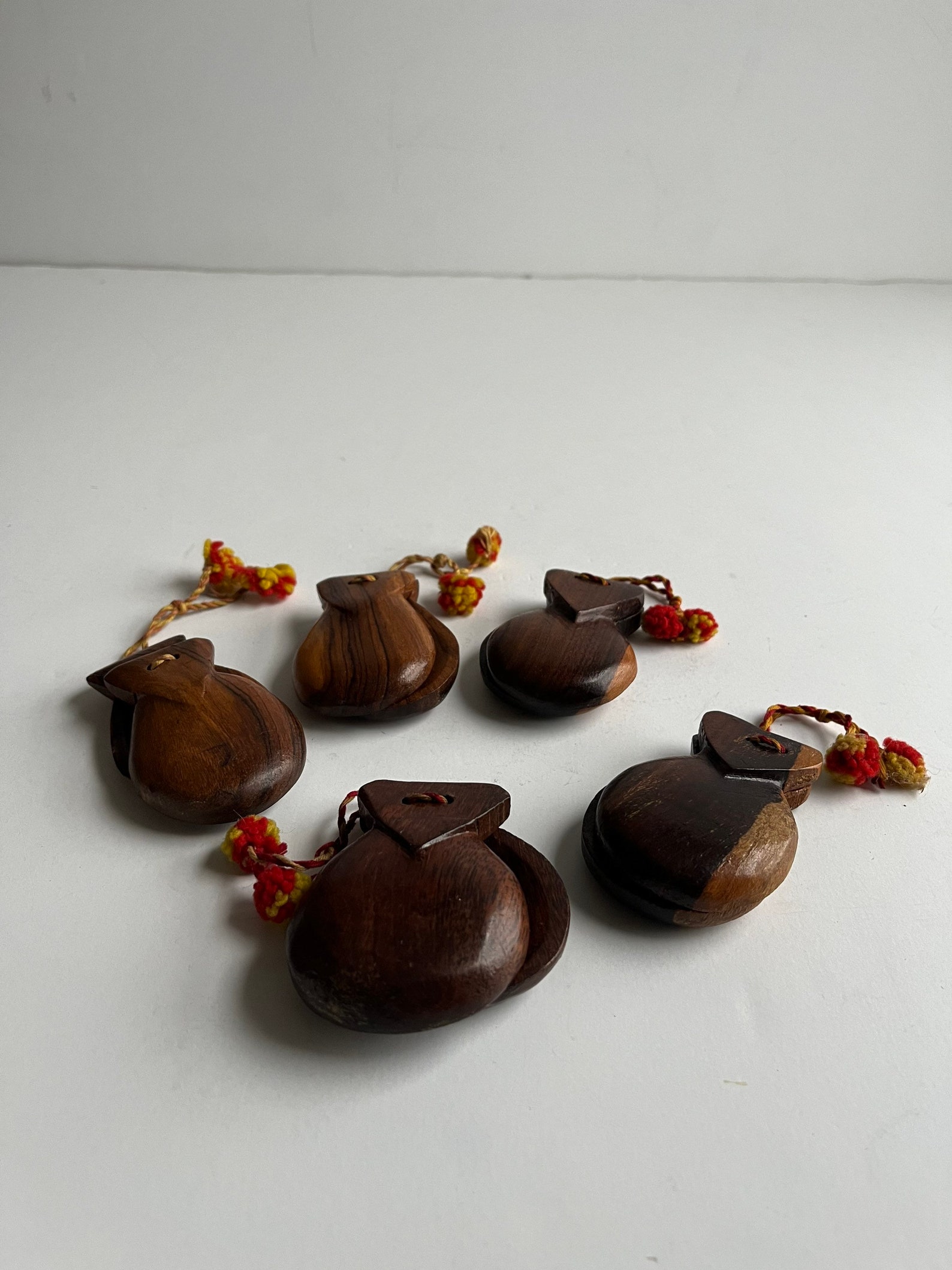Set of Five Vintage Wooden Castanets Collectible Percussion - Etsy