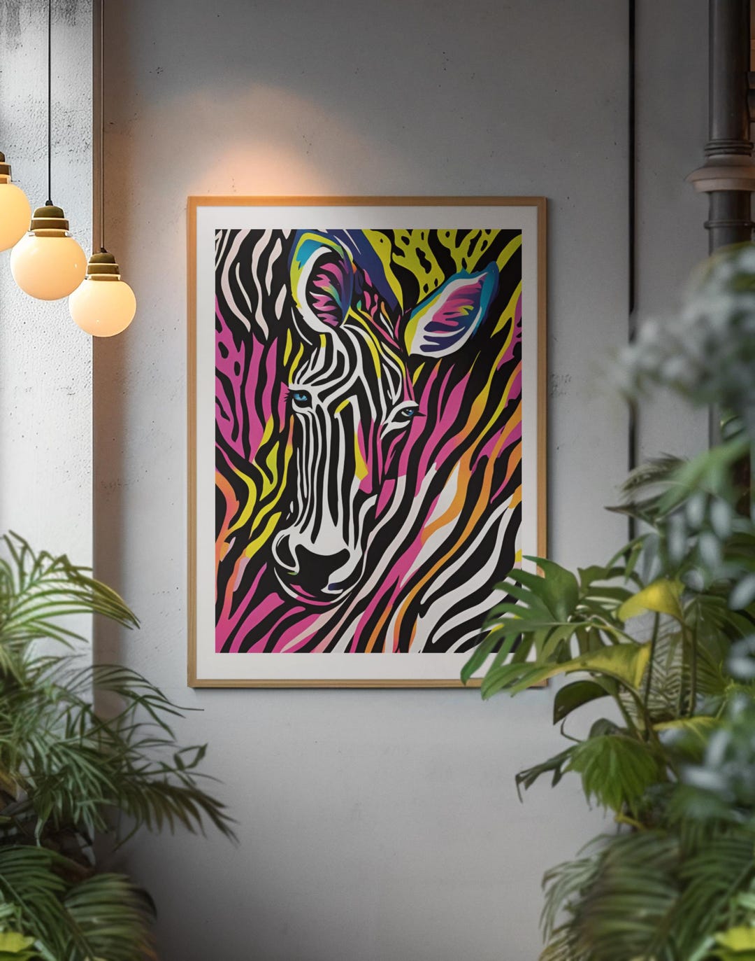 Zebra Poster - Modern Wall Art With Neon Colors - Abstract Animal ...