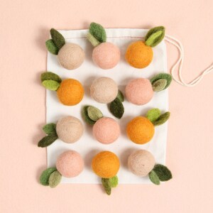 Peach 6 Pack // Felt Shapes // Wool Felt Pom Poms, DIY Garland, Nursery ...