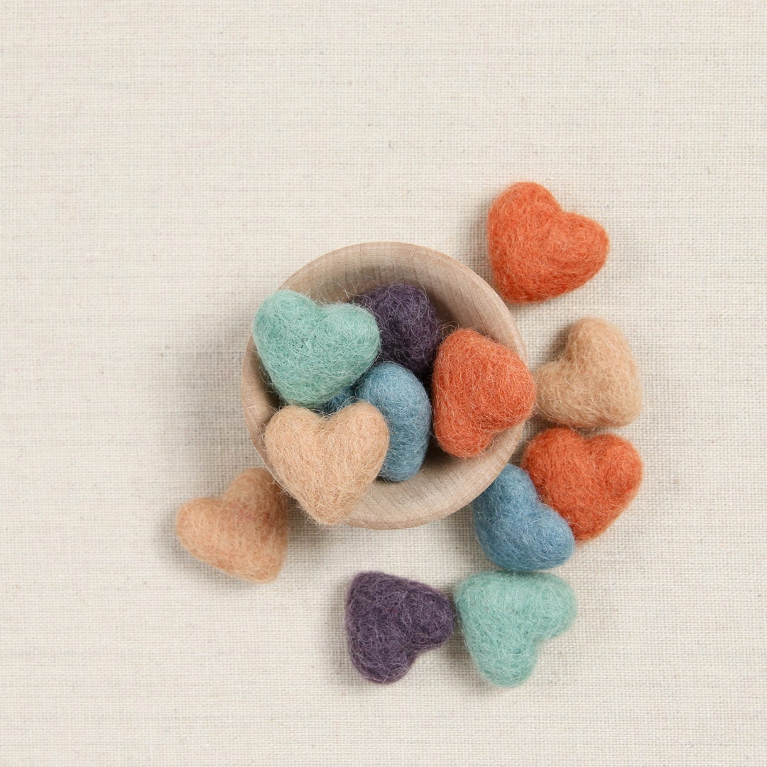 Tiny Hearts, Daydreamer // Felt Shapes // Heart Wool Beads, Tiny Hearts ...