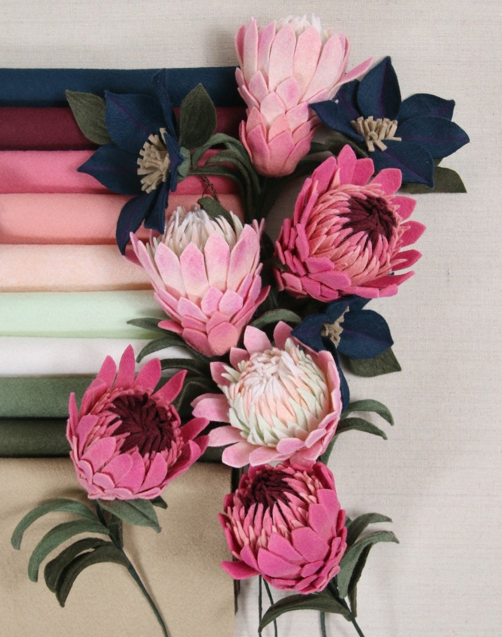 Wool Felt // Protea Palette // Wool Blend Felt Felt Flower - Etsy