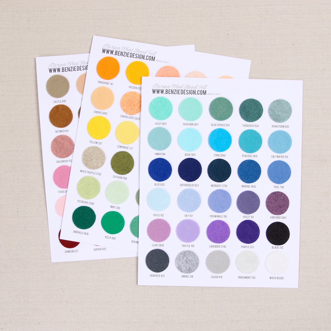 Felt Swatch Chart // Benzie // Color Samples Felt Fabric - Etsy