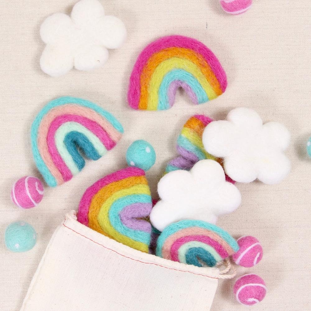 Neutral Rainbow // Felt Shapes // Wool Rainbow Felt Pom Poms | Etsy