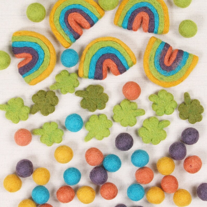Clovers // Felt Shapes // Shamrock Wool Beads Felt Bead - Etsy