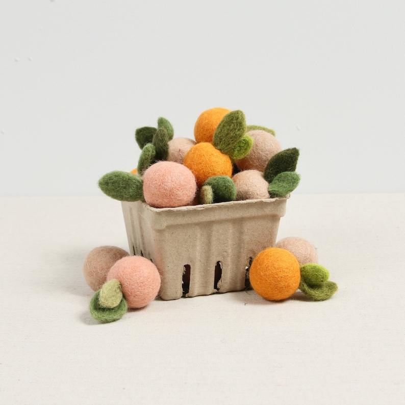 Peach 6 Pack // Felt Shapes // Wool Felt Pom Poms, DIY Garland, Nursery ...