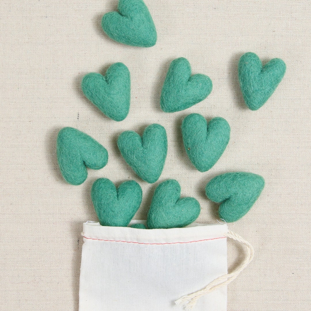 Sweethearts, Geranium Green // Felt Shapes // Wool Felt Pom Poms, Felt ...