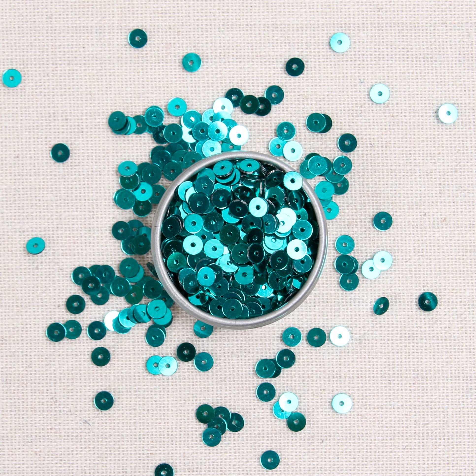 Sequins & Beads // Teal Metallic Sequins Turquoise Seed | Etsy