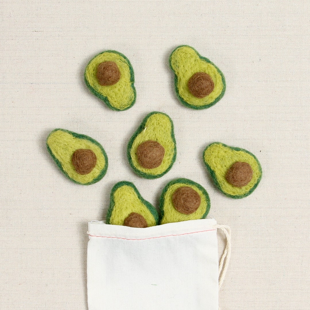 Avocados, Small, Pack of 6 // Felt Shapes // Wool Felt Pom Poms, DIY ...