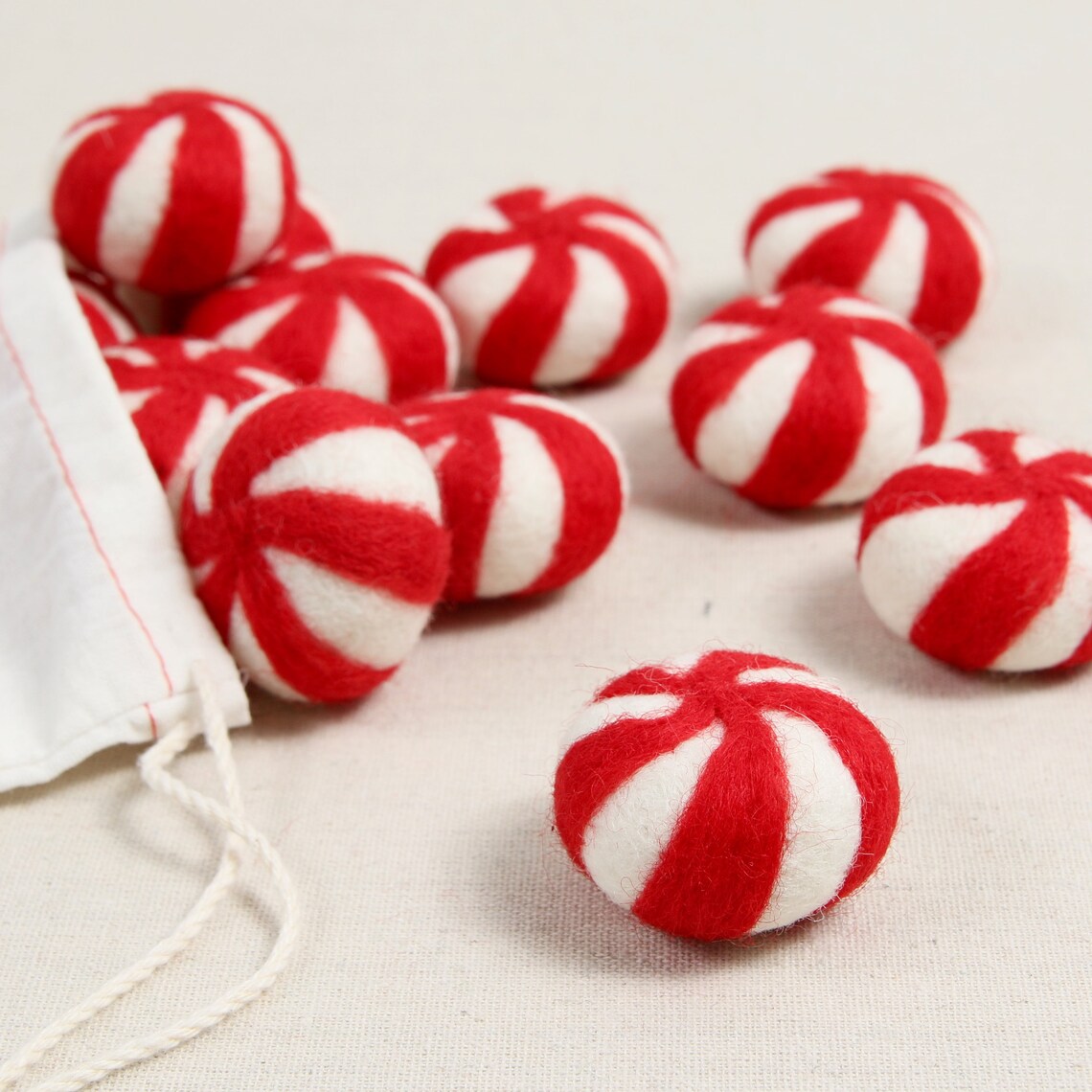Sweet Stripes Peppermints // Felted Shapes // Holiday Decorations ...