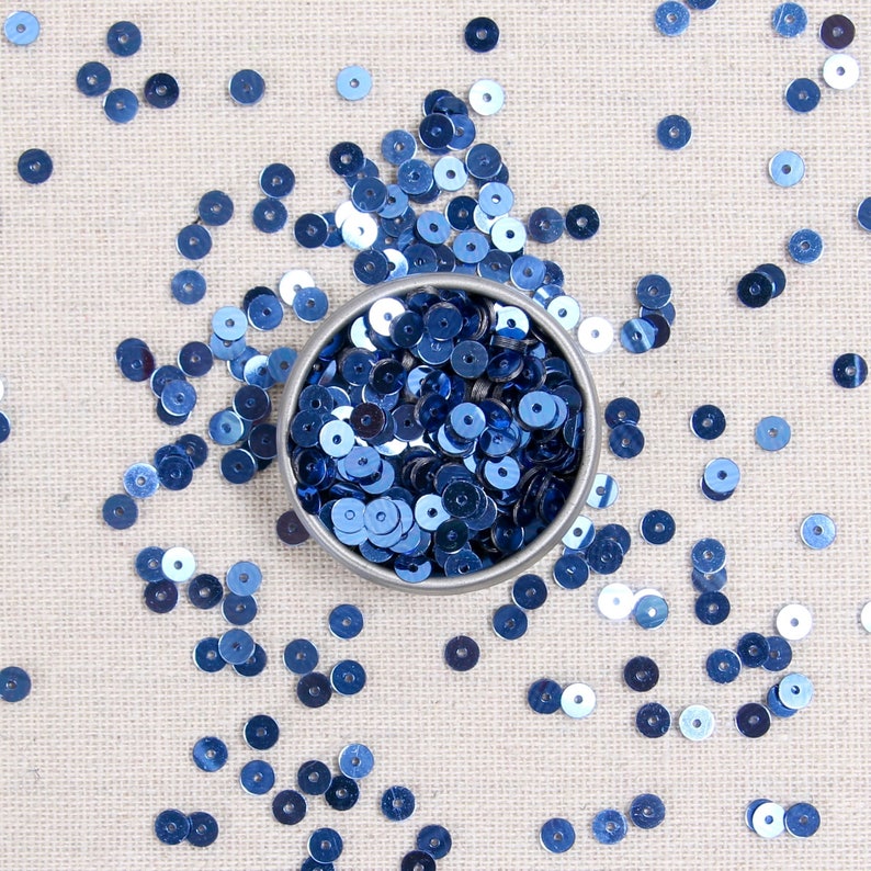 Sequins & Beads // Marine Blue Metallic Sequins Blue Seed - Etsy