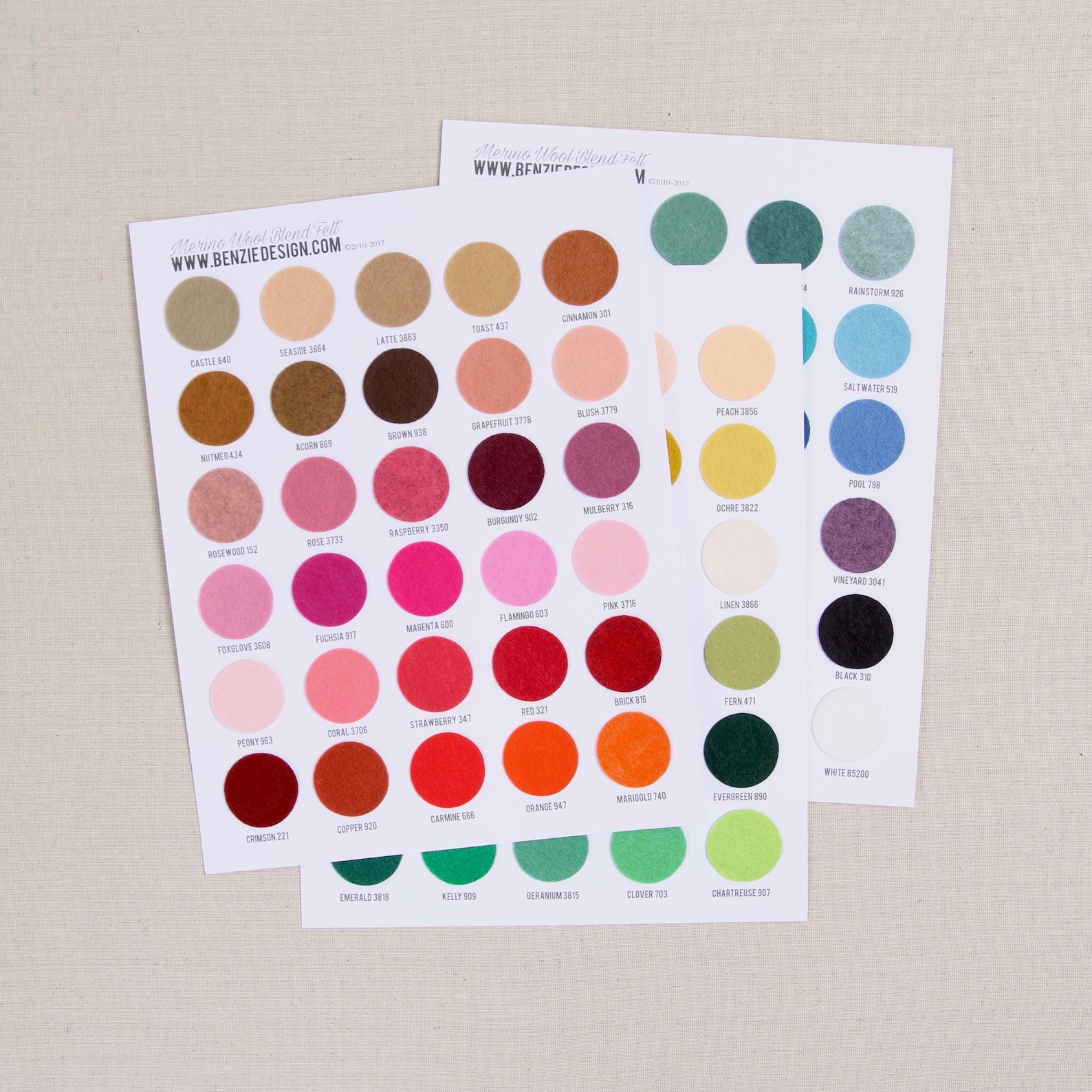Felt Swatch Chart // Benzie // Color Samples, Felt Fabric Swatches ...