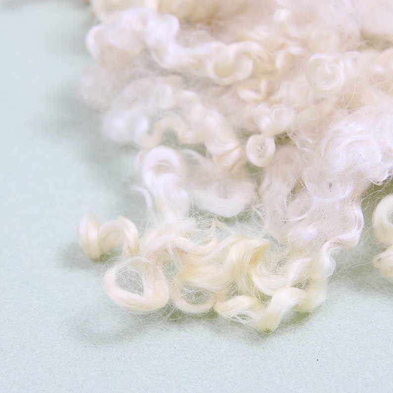 Wensleydale Curls// Natural // White Curly Fibers, Wool Roving, Needle ...
