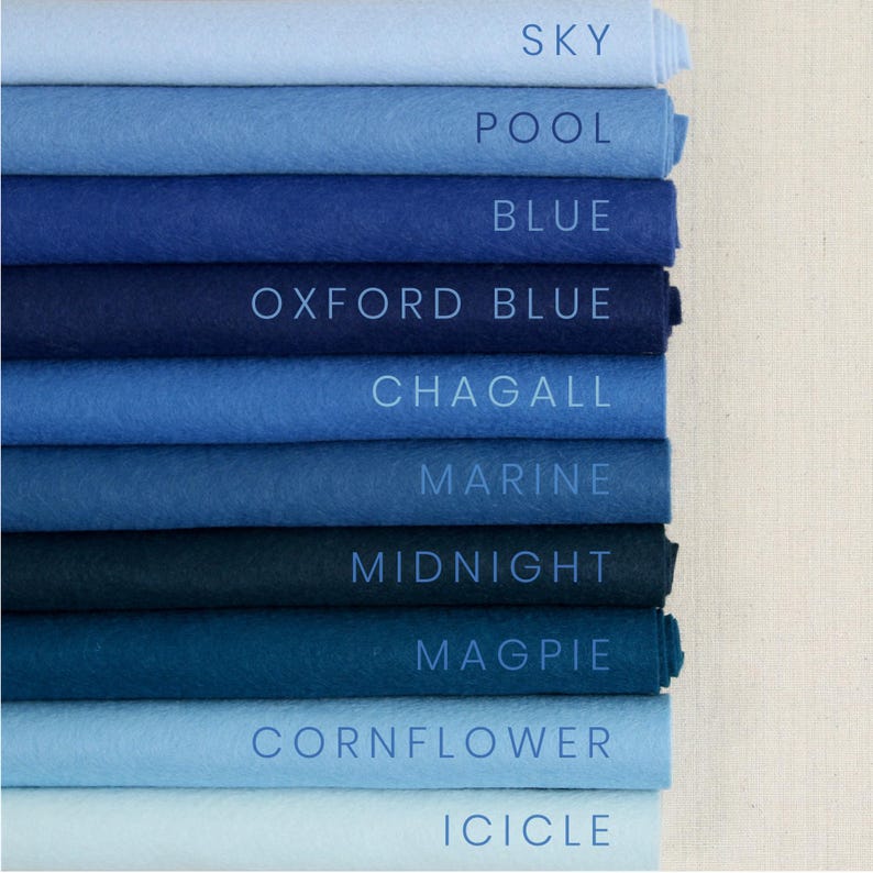 Oxford Blue Wool Blend Felt // Sheets // Yards // Threads // Felt ...
