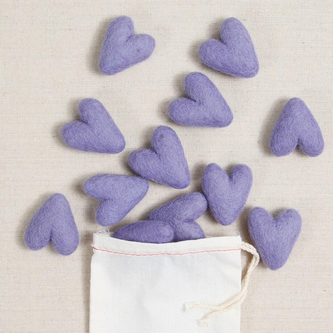 Sweethearts, Violet // Felt Shapes // Wool Felt Pom Poms, Felt Hearts ...