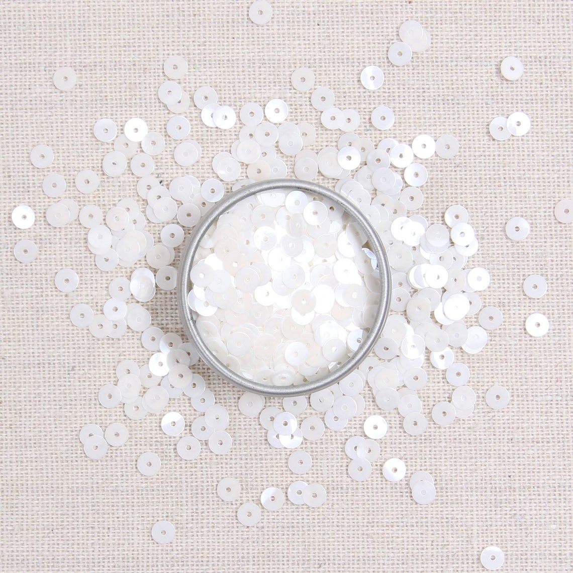 Sequins & Beads // White Metallic Sequins White Seed Beads | Etsy