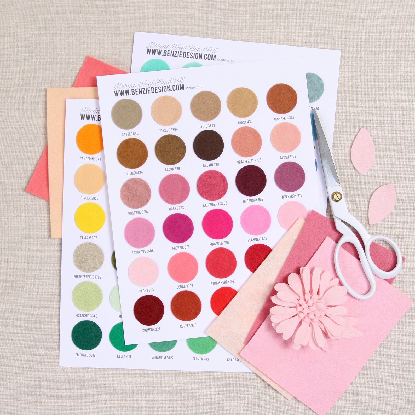 Felt Swatch Chart // Benzie // Color Samples, Felt Fabric Swatches ...