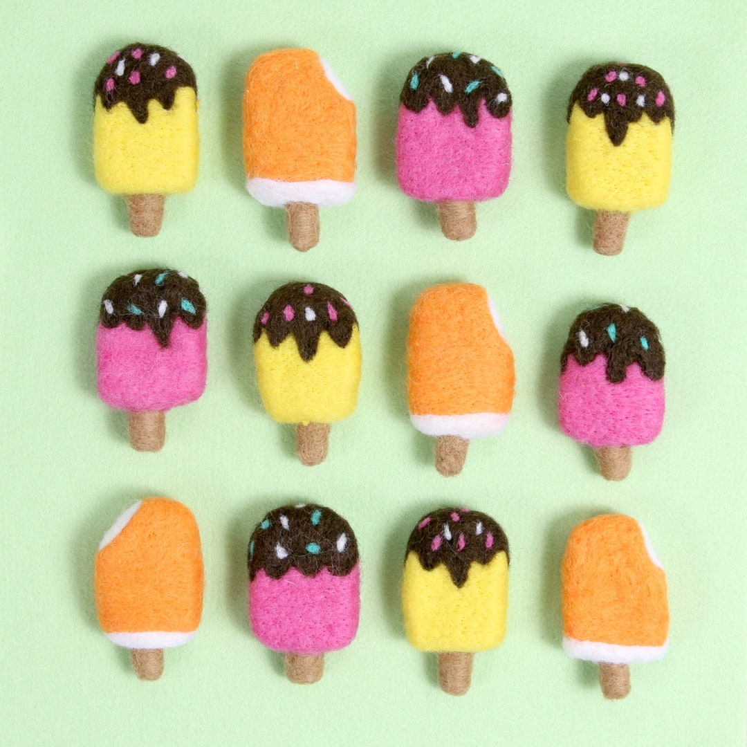 Popsicle // Felt Shapes // Wool Popsicle, Felt Pom Poms, DIY Garland ...
