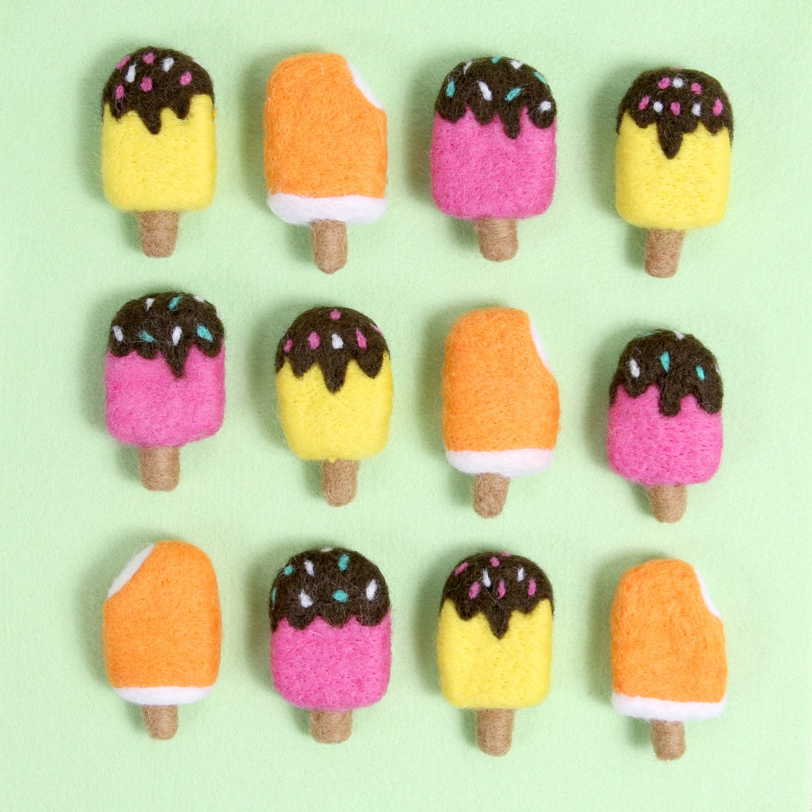 Popsicle // Felt Shapes // Wool Popsicle, Felt Pom Poms, DIY Garland ...