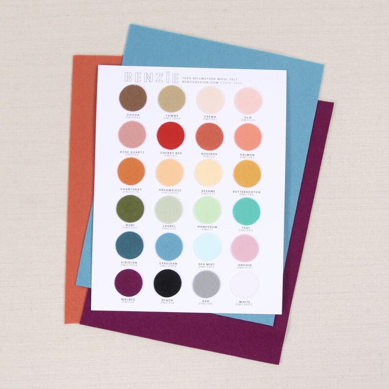 Wool Felt Swatch Chart // Bellwether // Color Samples Felt | Etsy