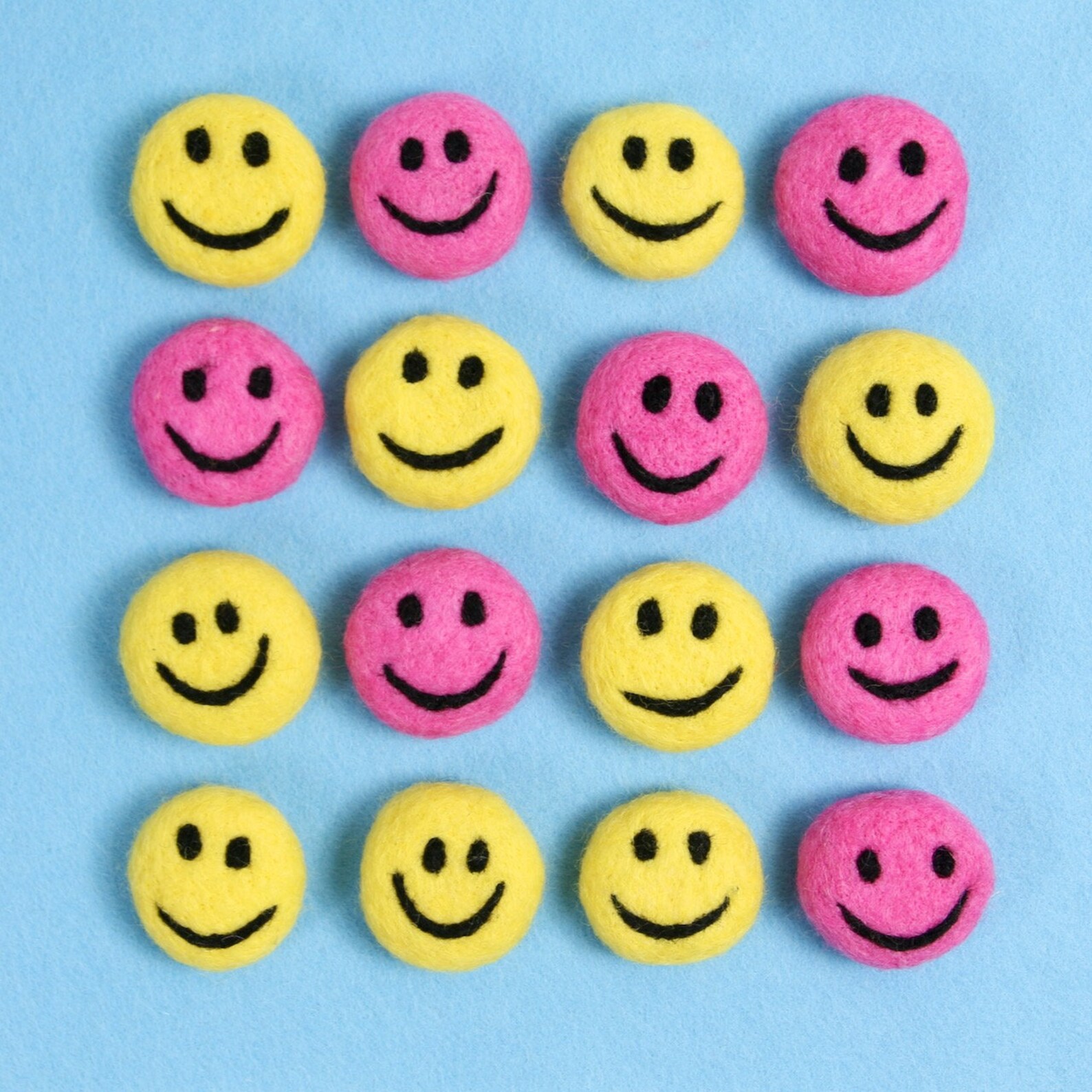 Smiley Face// Felt Shapes // Wool Felt Pom Poms, DIY Garland, Nursery ...