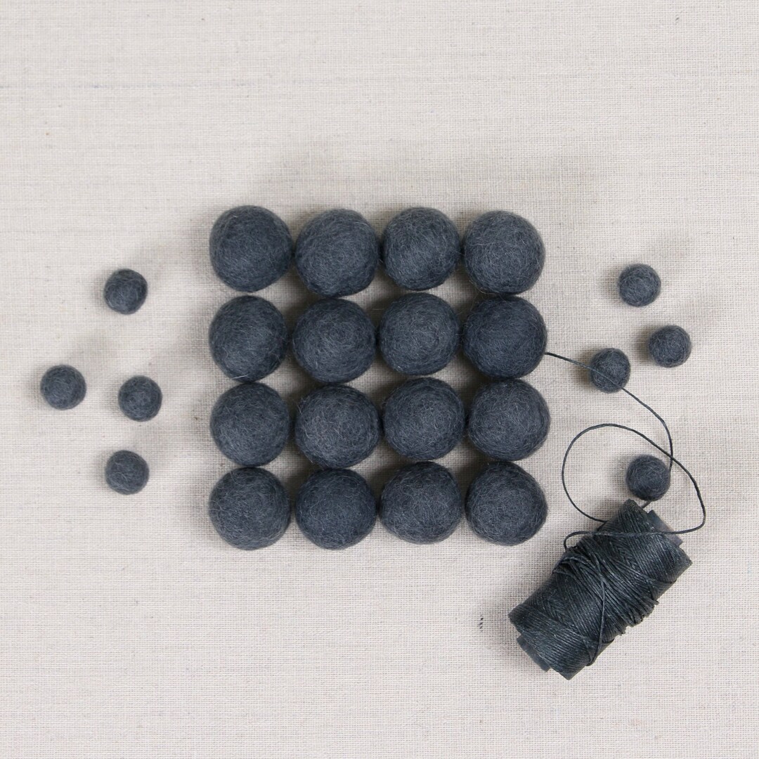 Felt Balls // Graphite Gray // Wool Beads, Felt Poms, Felt Flower ...
