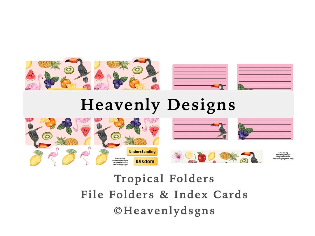 Tropical File Folders and Index Cards - Etsy