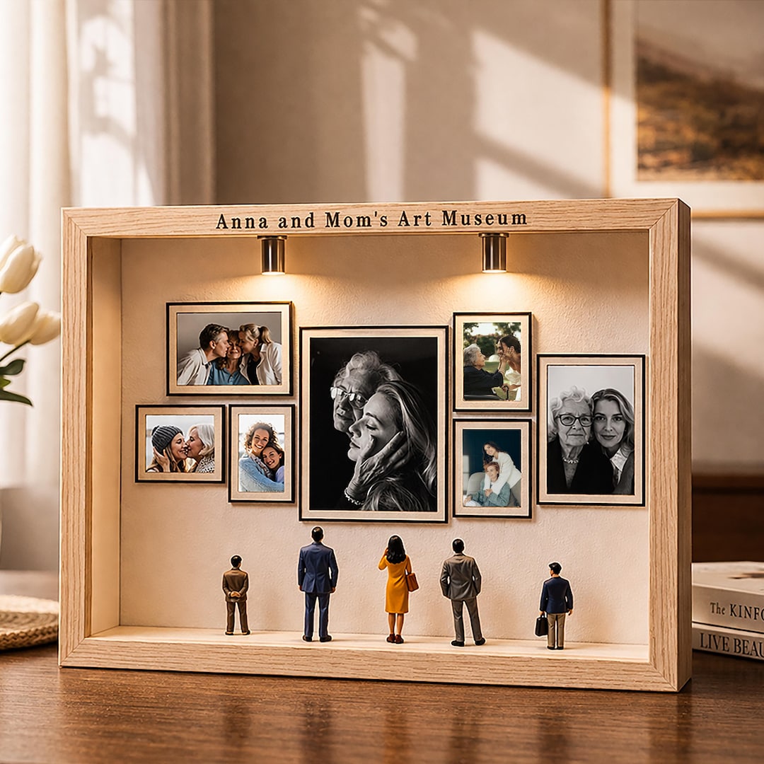 Personalized Mini Gallery Silhouette Box With LED Light, DIY 7 Photos ...