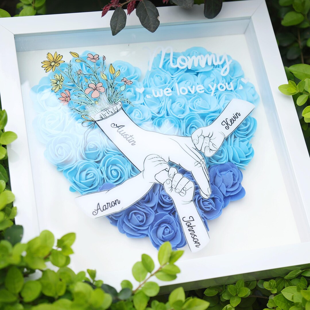 Custom Flower Frame Box,personalized Flower Hand in Hand Shadow Box ...
