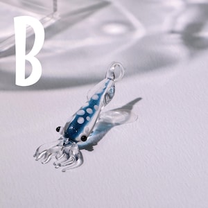 Handmade Glass Squid Pendant,blue Squid Miniature, Artglass Sculpture ...