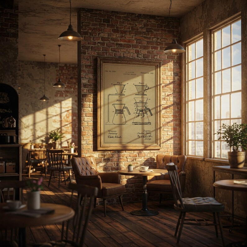 Retro Coffee Shop Poster - Vintage Cafe Wall Art Printable - Digital ...