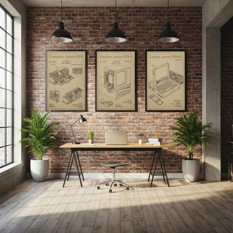 POSTER | Wall Art, Retro Computer Blueprint Posters: Tech Evolution Art ...
