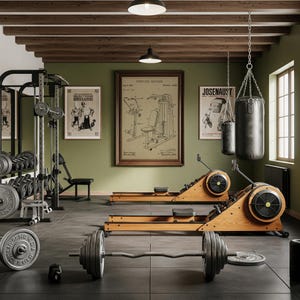 Vintage Gym Equipment Blueprint Poster: Retro Fitness Art (digital ...