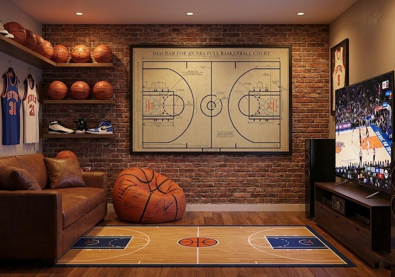 Basketball Court Patent Print | Basketball Field Blueprint Wall Art ...