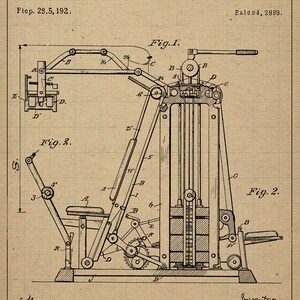 Vintage Gym Equipment Blueprint Poster – Digital Download, Retro ...