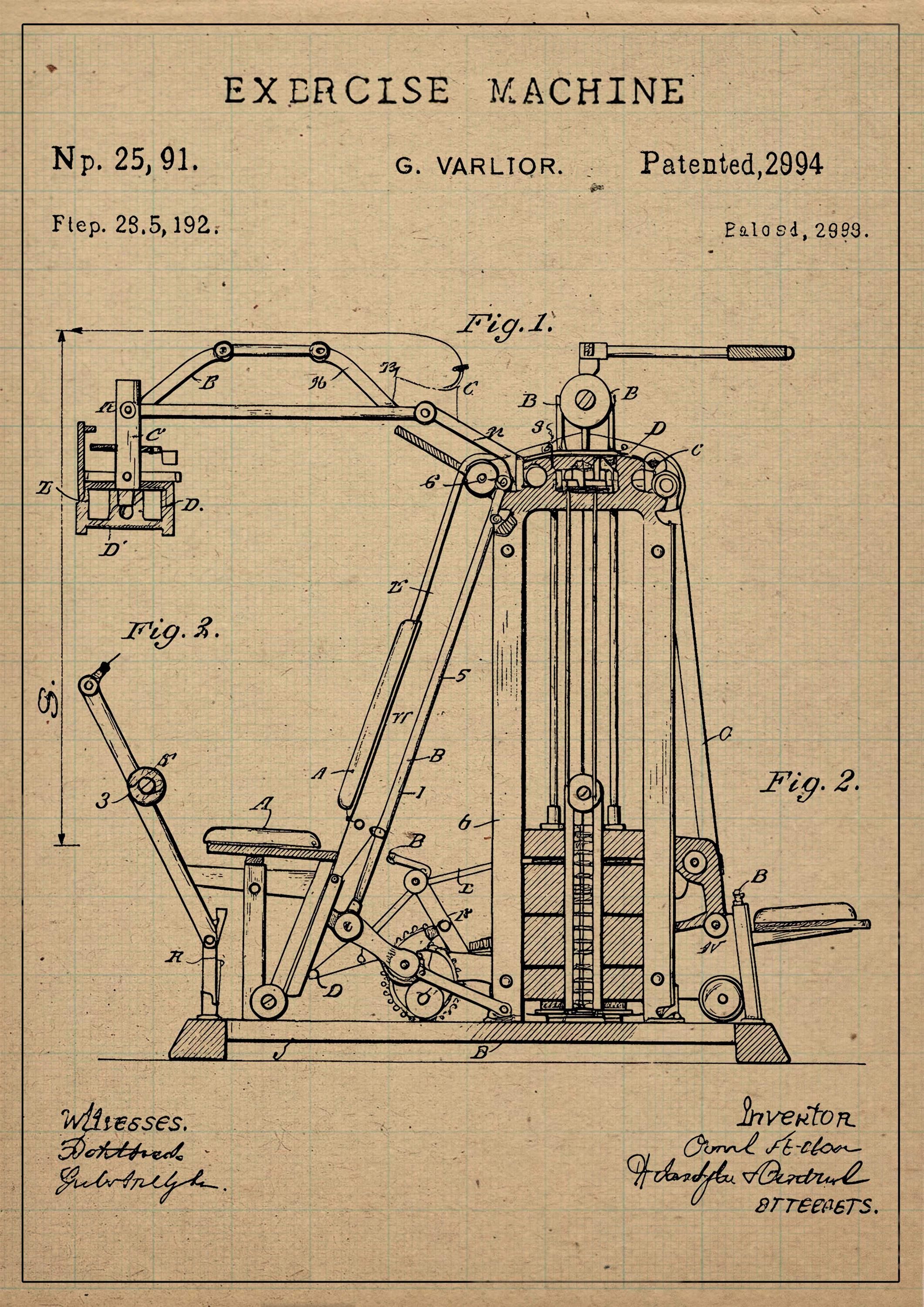 Vintage Gym Equipment Blueprint Poster – Digital Download, Retro ...