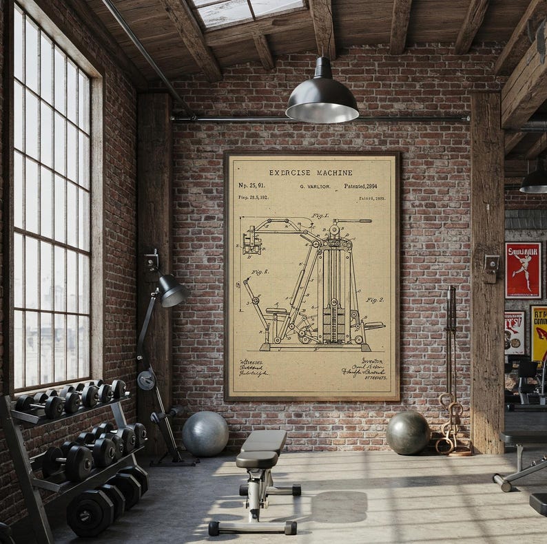 Vintage Gym Equipment Blueprint Poster – Digital Download, Retro ...